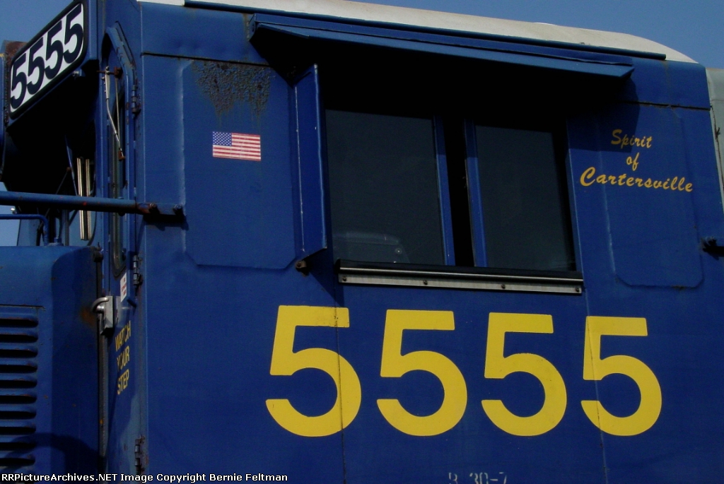 CSX B30-7 #5555, the "Spirit of Cartersville" Georgia, sitting in the middle yard